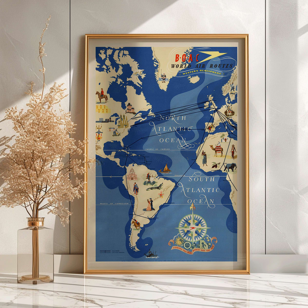 Poster | Map Art of British Overseas Airways by Seymour E.O. | MORYARTY ...